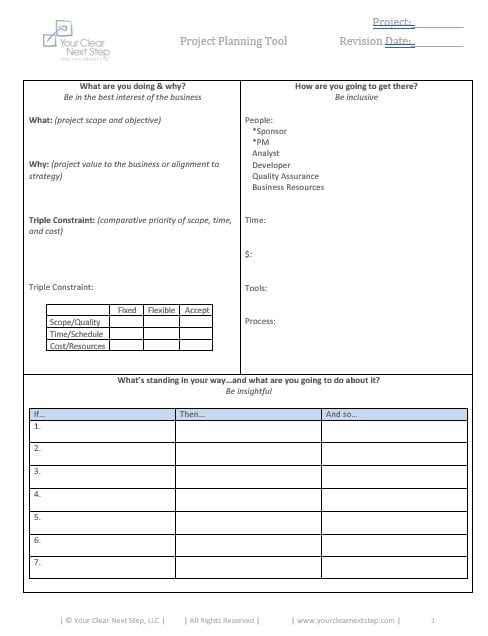Your Clear Next Step - Project Planning Tool